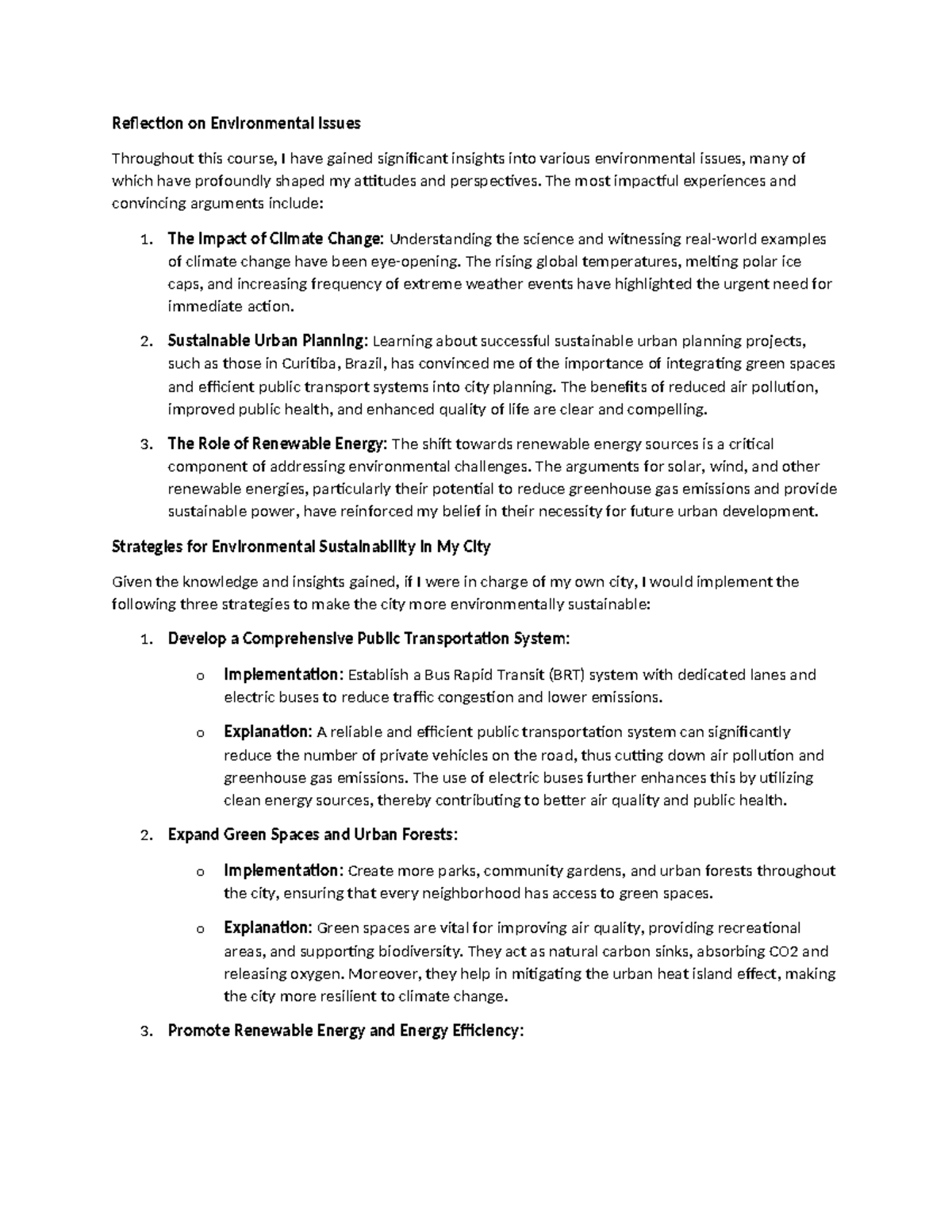 Reflection on Environmental Issues - Reflection on Environmental Issues ...