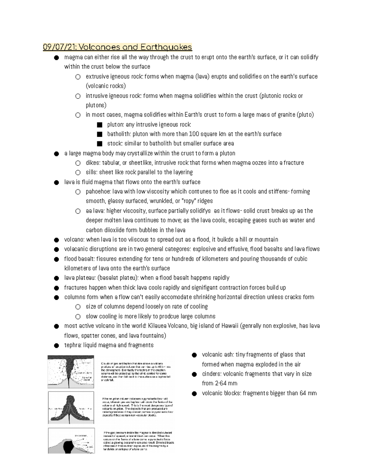Week 4 - Prof. Smith - 09/07/21: Volcanoes and Earthquakes magma can ...