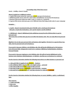 Accounting 1 Day 1 Homework#1 - Accounting 1 Homework# Identify each of ...