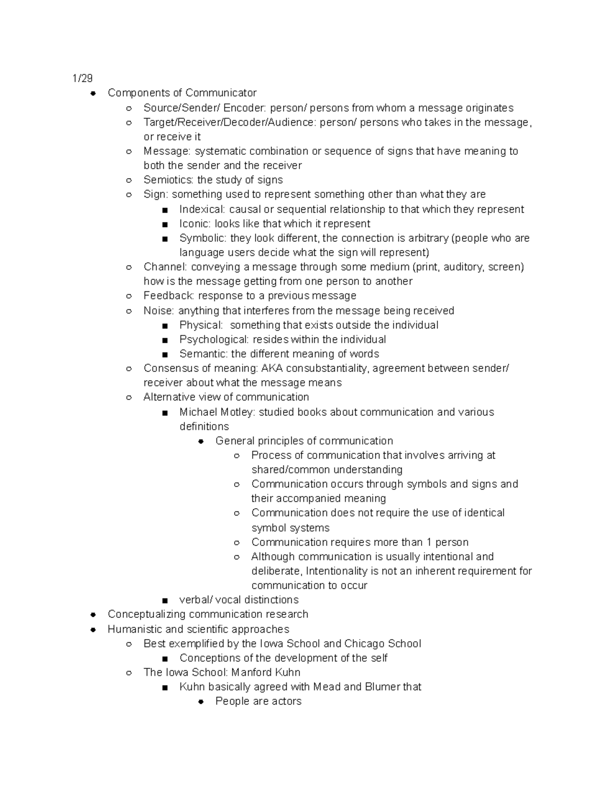 Com 381 notes Salazar - 1/29 Components of Communicator Source/Sender ...