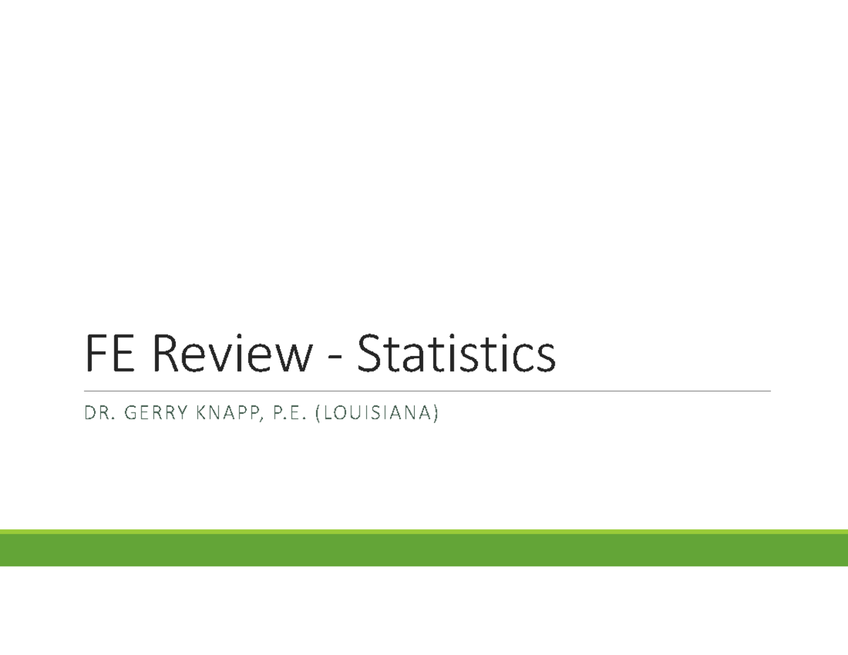 Festatisticsreview - Statistics - FE Review ‐ Statistics DR. GERRY ...