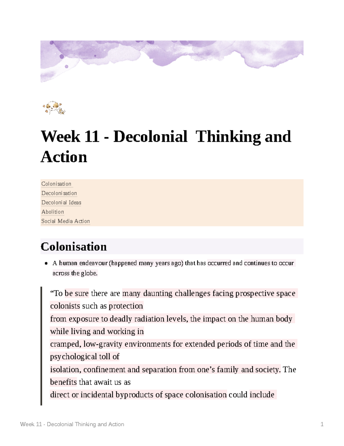 Week 11 - Decolonial Thinking and Action - Week 11 - Decolonial ...