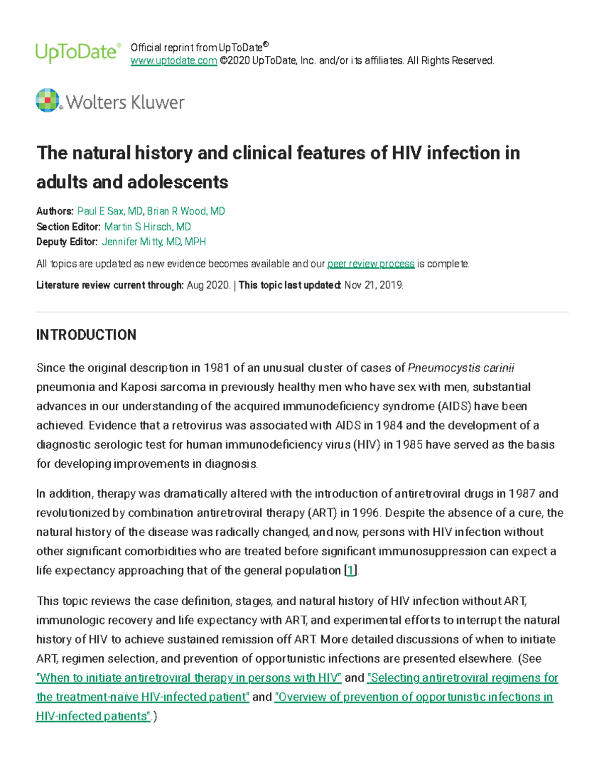 The natural history and clinical features of HIV infection in adults ...