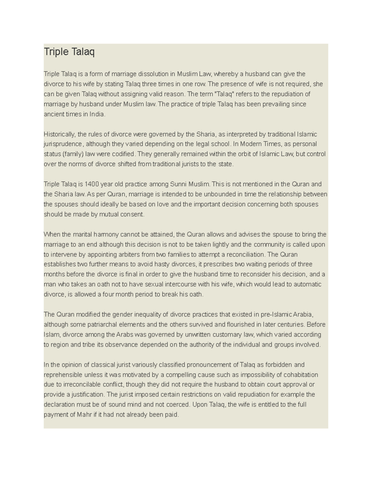 4 Triple Talaq - agrdsfga - Triple Talaq Triple Talaq is a form of ...