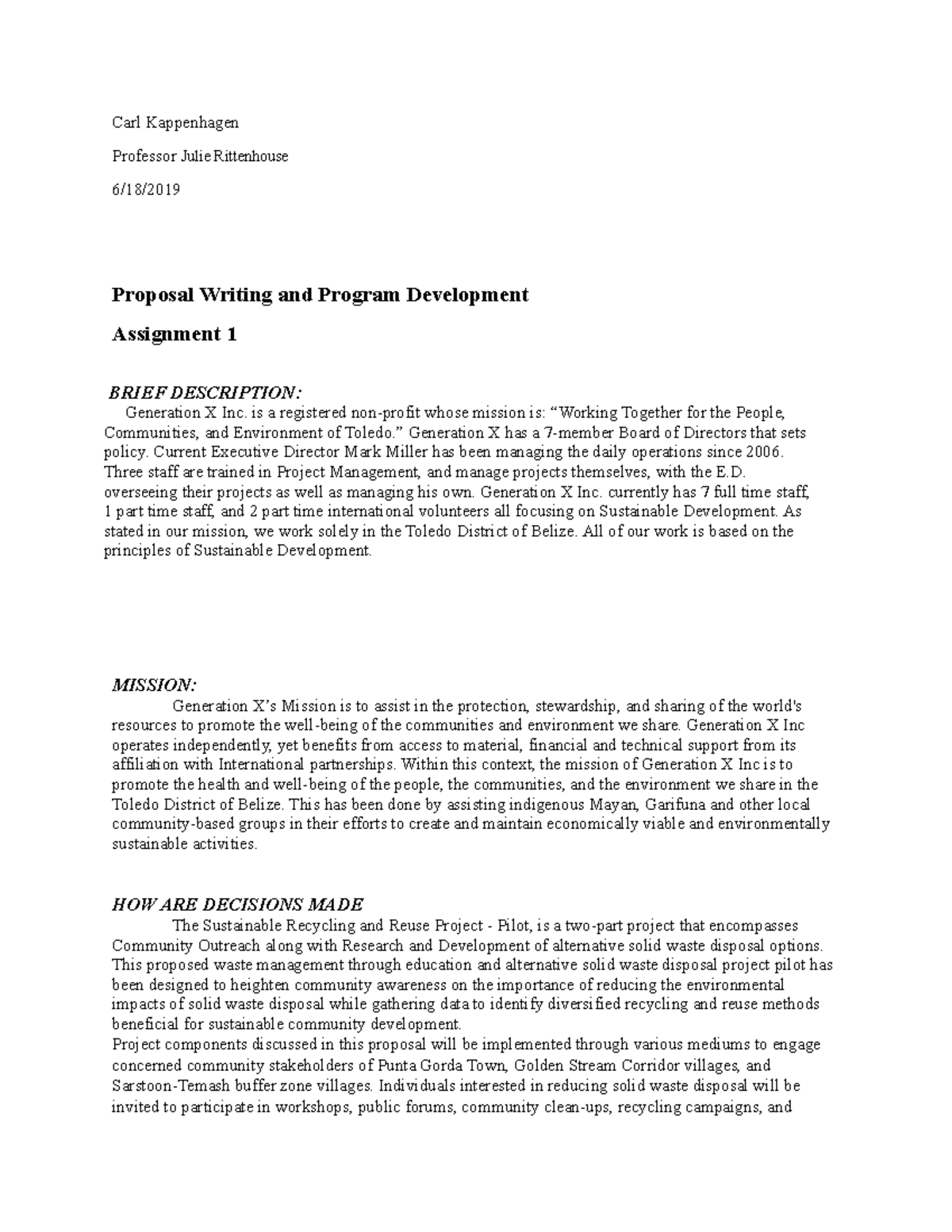 Rough Draft of Assignment 1 - Carl Kappenhagen Professor Julie ...