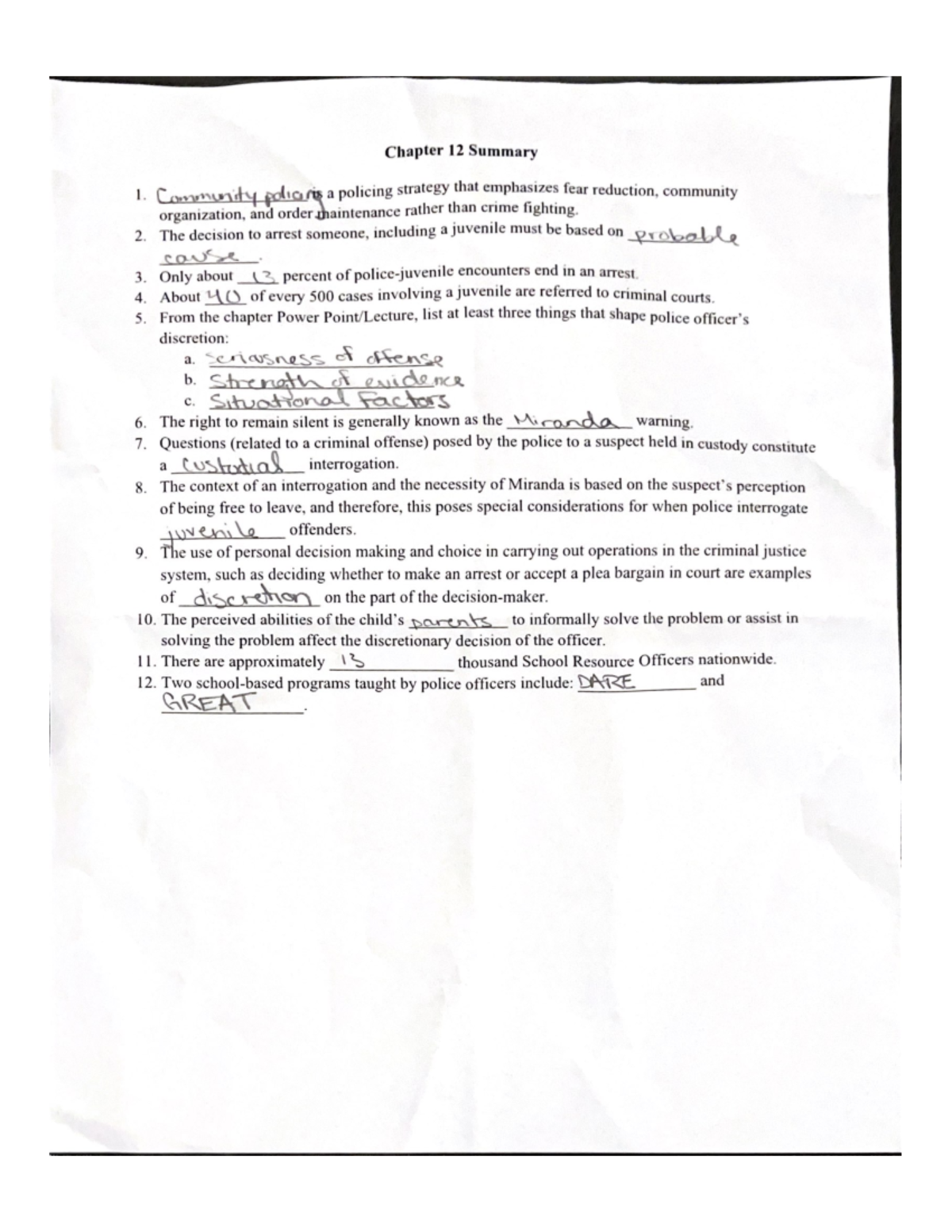 Chapter 12 Summary - CRIM 260 - Studocu