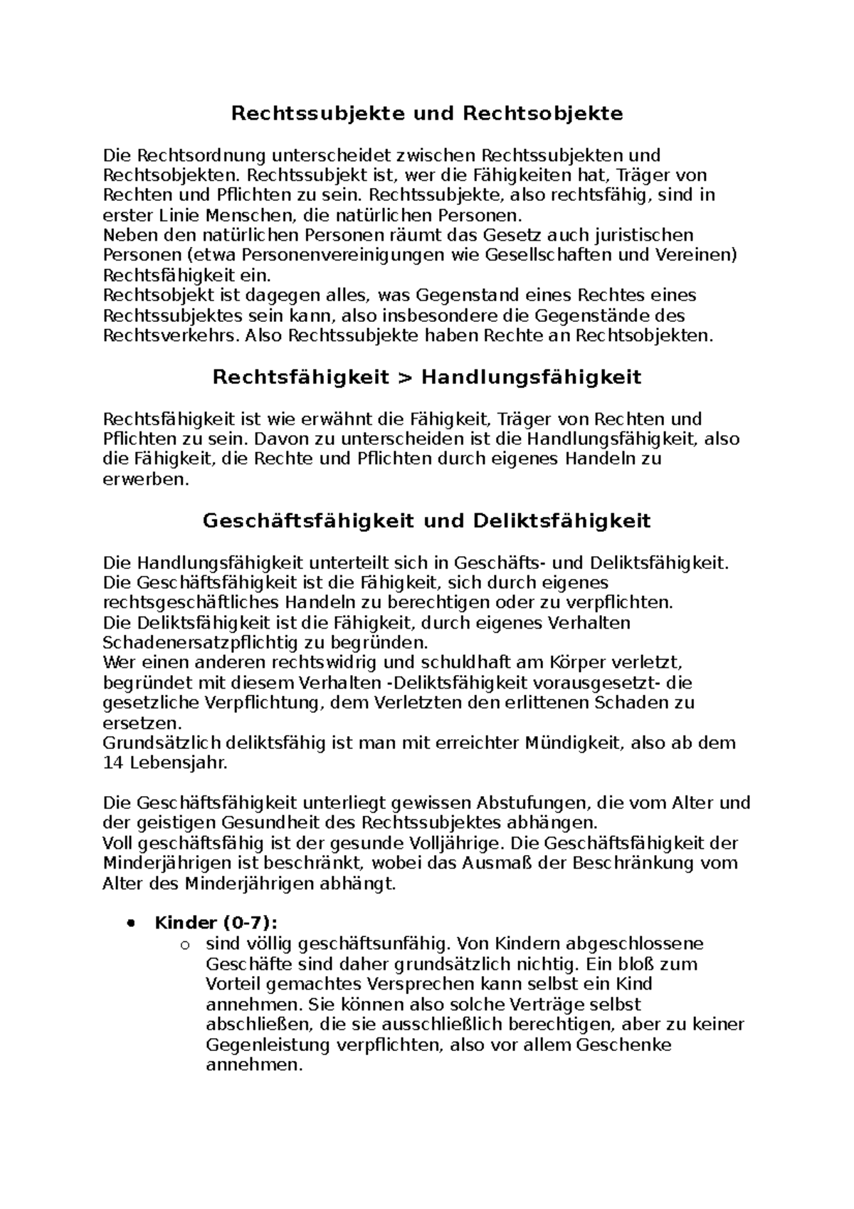 Rechtssubjekte und Rechtsobjekte - Rechtssubjekt ist, wer die ...