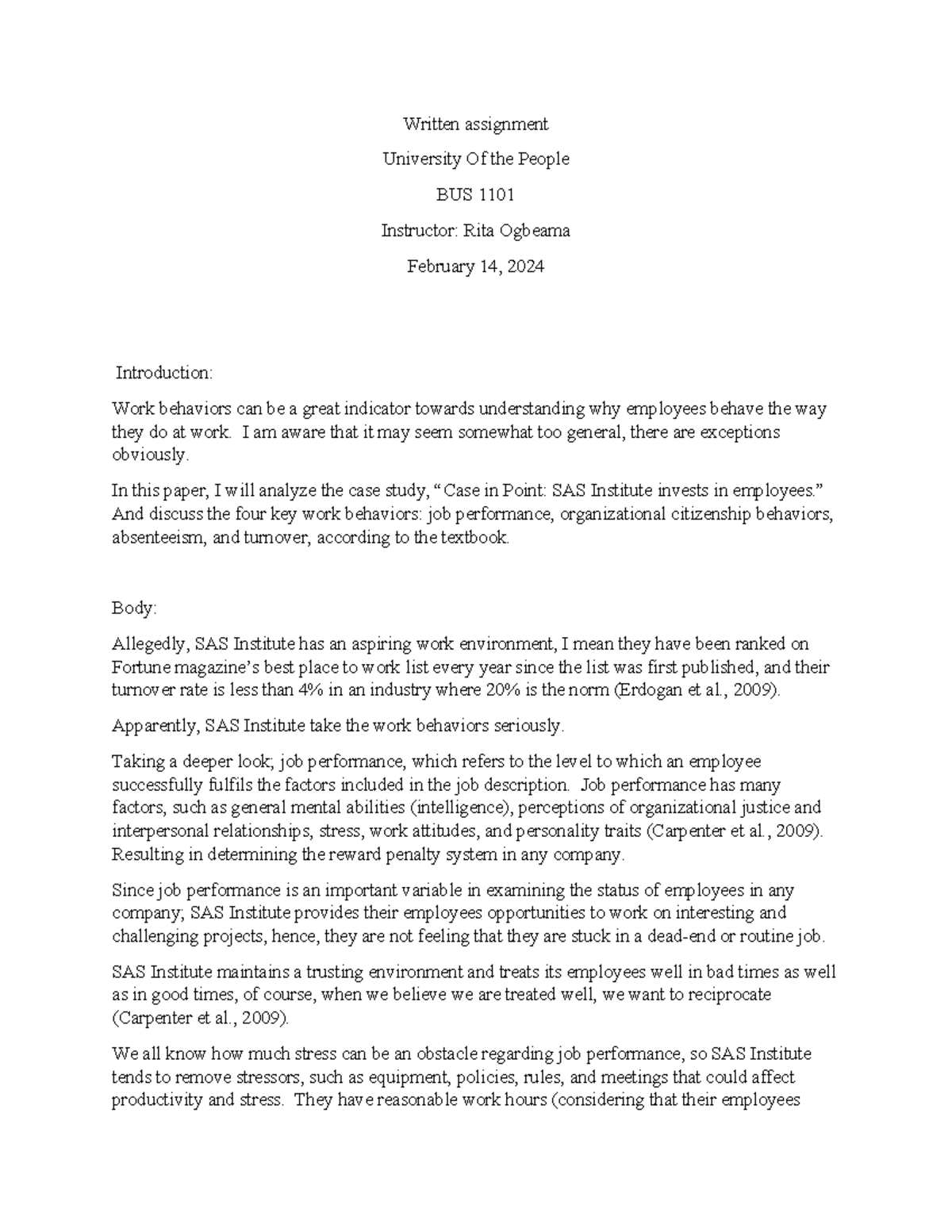 WA 2 BUS 1101 - written assignment unit 2 - Written assignment University Of the People BUS 1101 ...