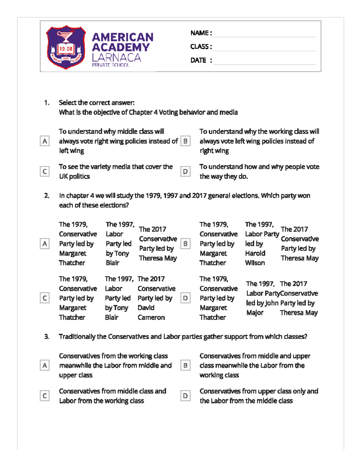 Voting behavior and media - Voting Behaviour UK - Studocu