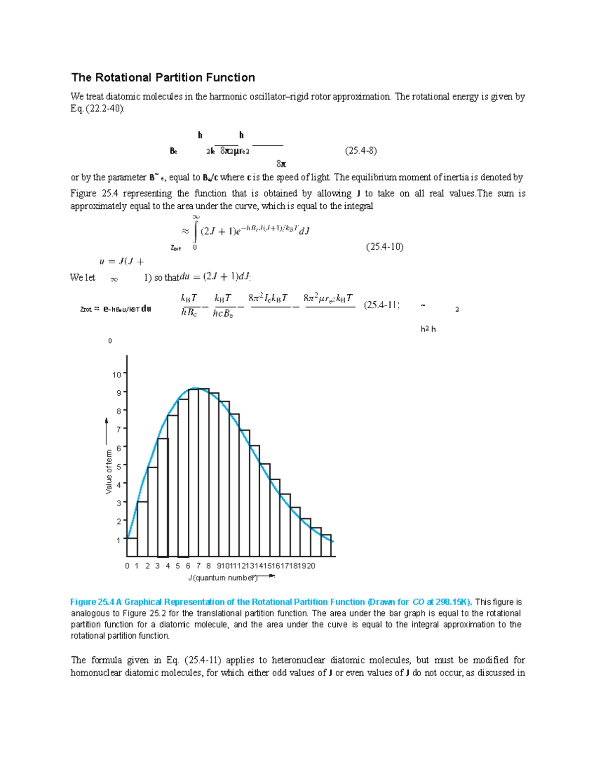 The Rotational Partition Function - The rotational energy is given by Eq. (22-40): h h Be 2 Ie 8 ...