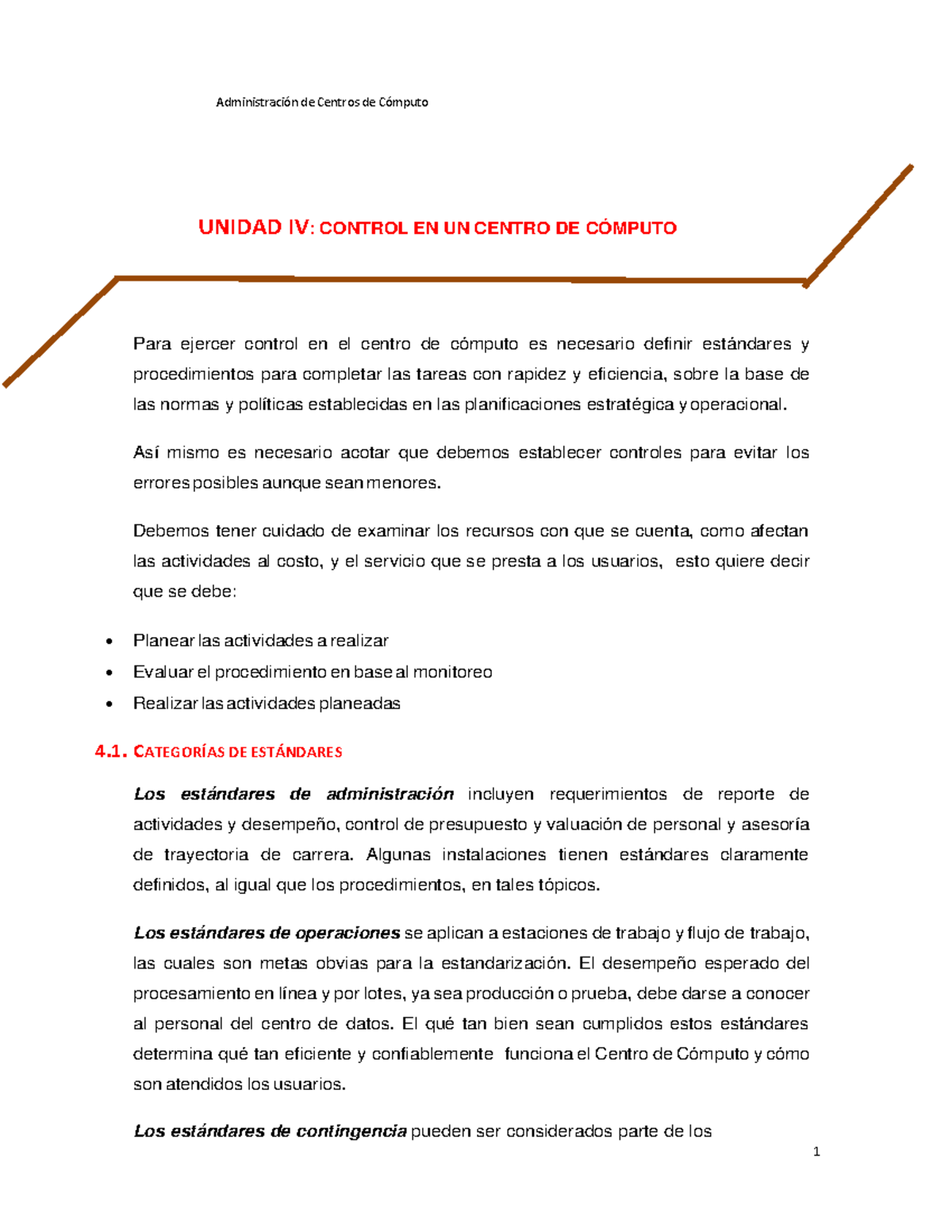 Modulo-7 - Modulo de clase - 1 UNIDAD IV: CONTROL EN UN CENTRO DE ...