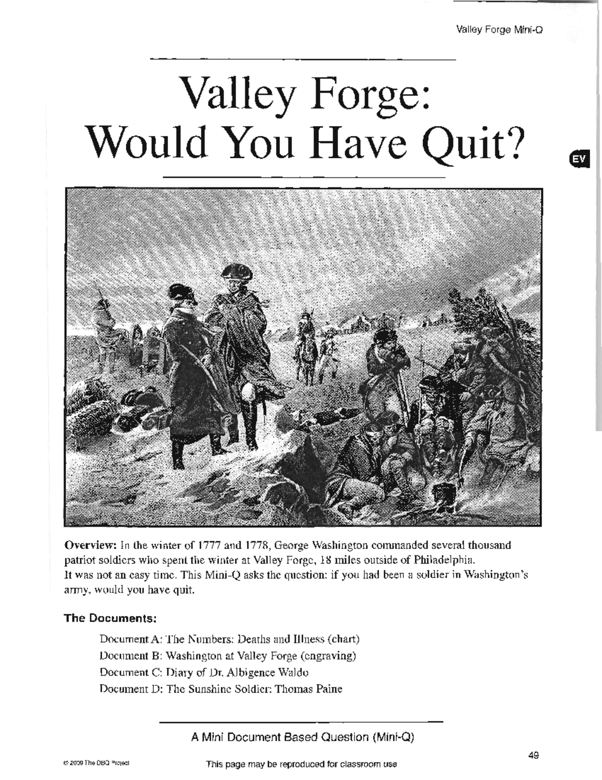 Valley Forge DBQ S - dnhkcv - Valley Forge Valley Forge: Would You Have ...