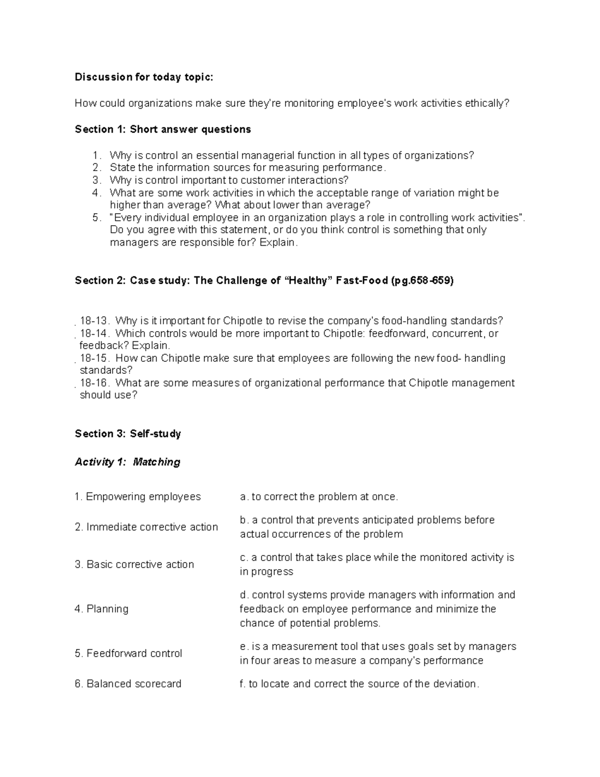 Tutorial 10-Controlling - Discussion for today topic: How could ...
