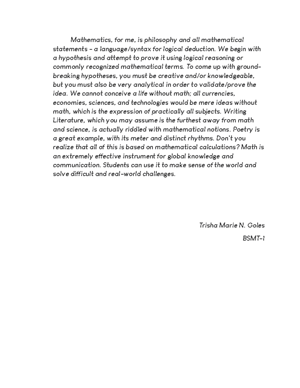 Essential Questions in mathematics in the modern world - Mathematics ...