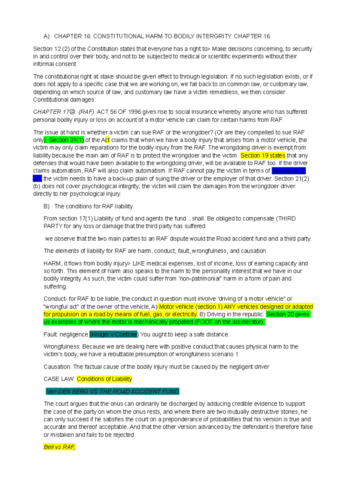 16 16 Important - material - A) CHAPTER 16: CONSTITUTIONAL HARM TO ...