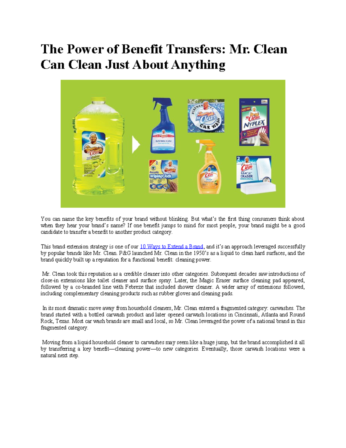 Brand Extensions-1-1 - The Power of Benefit Transfers: Mr. Clean Can ...