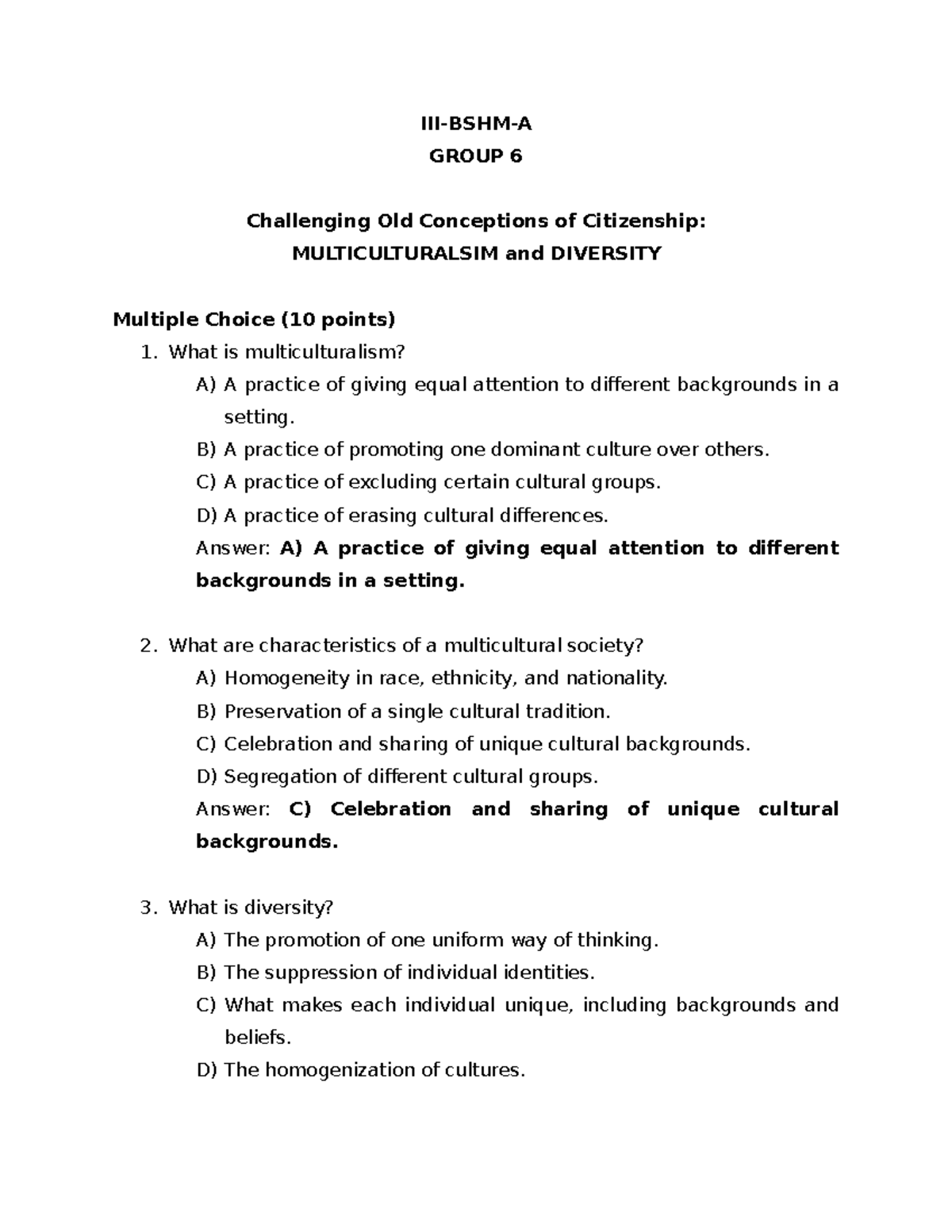 Chapter 6 Quiz by Group 6 - III-BSHM-A GROUP 6 Challenging Old ...