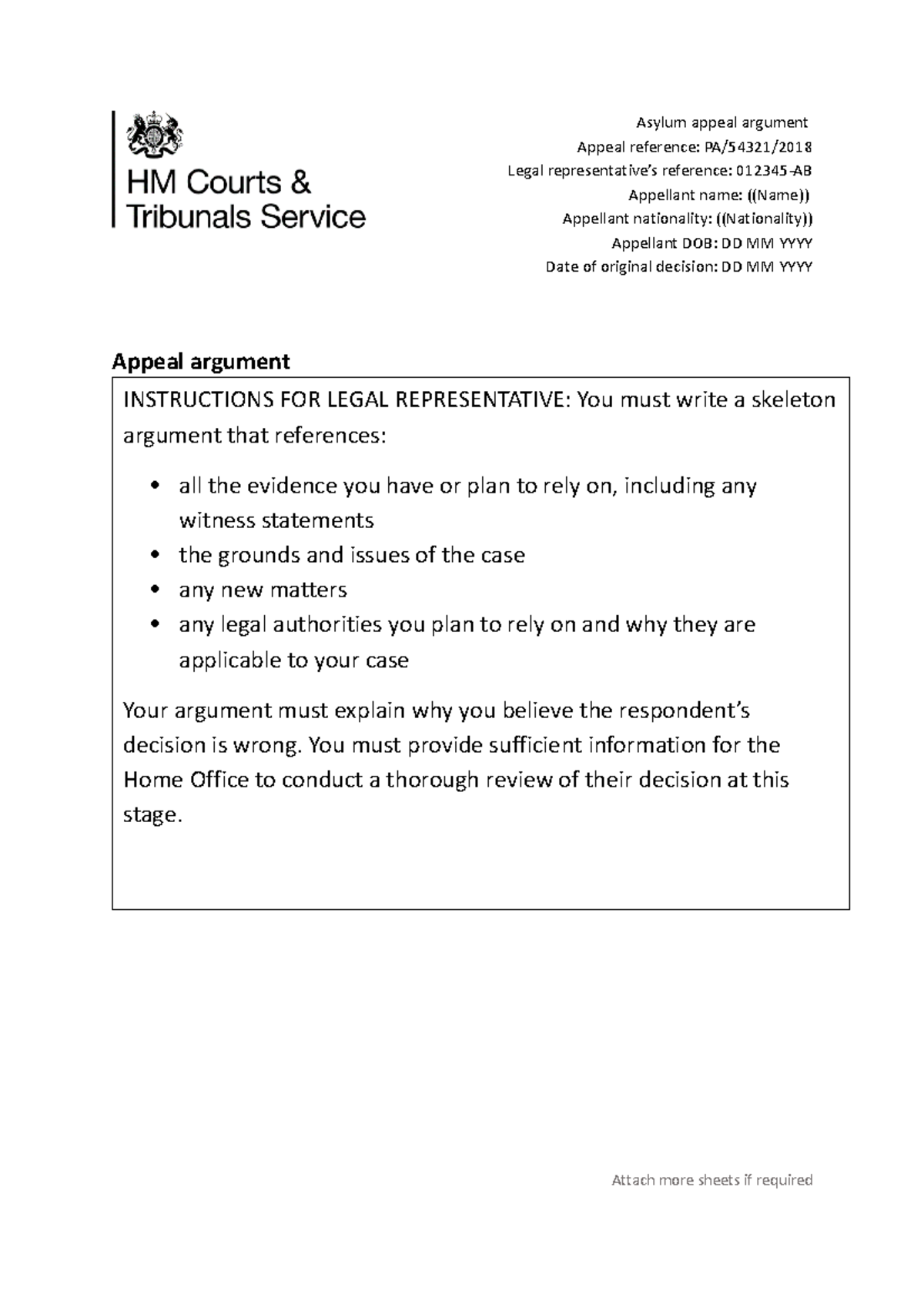 Appeal Argument Template-v6 - Asylum appeal argument Appeal reference ...