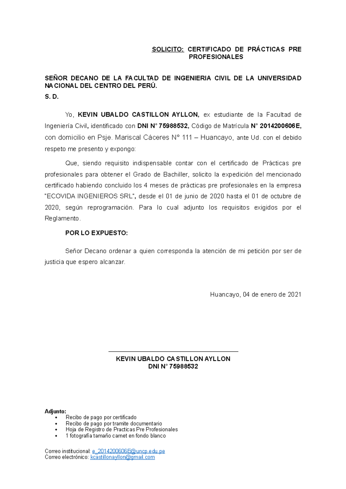 Solicitud Certificado DE PPP para solicitar bachiller - SOLICITO ...