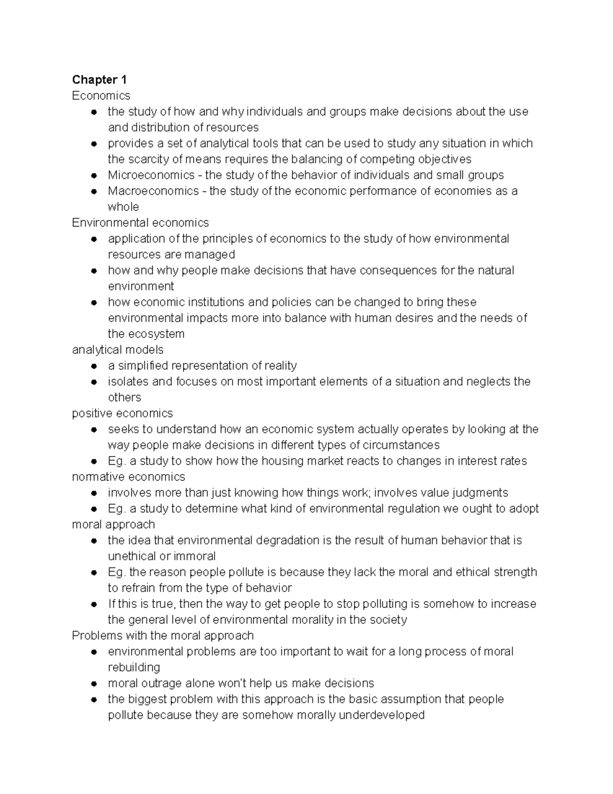 chapter 1 notes - Chapter 1 Economics the study of how and why ...