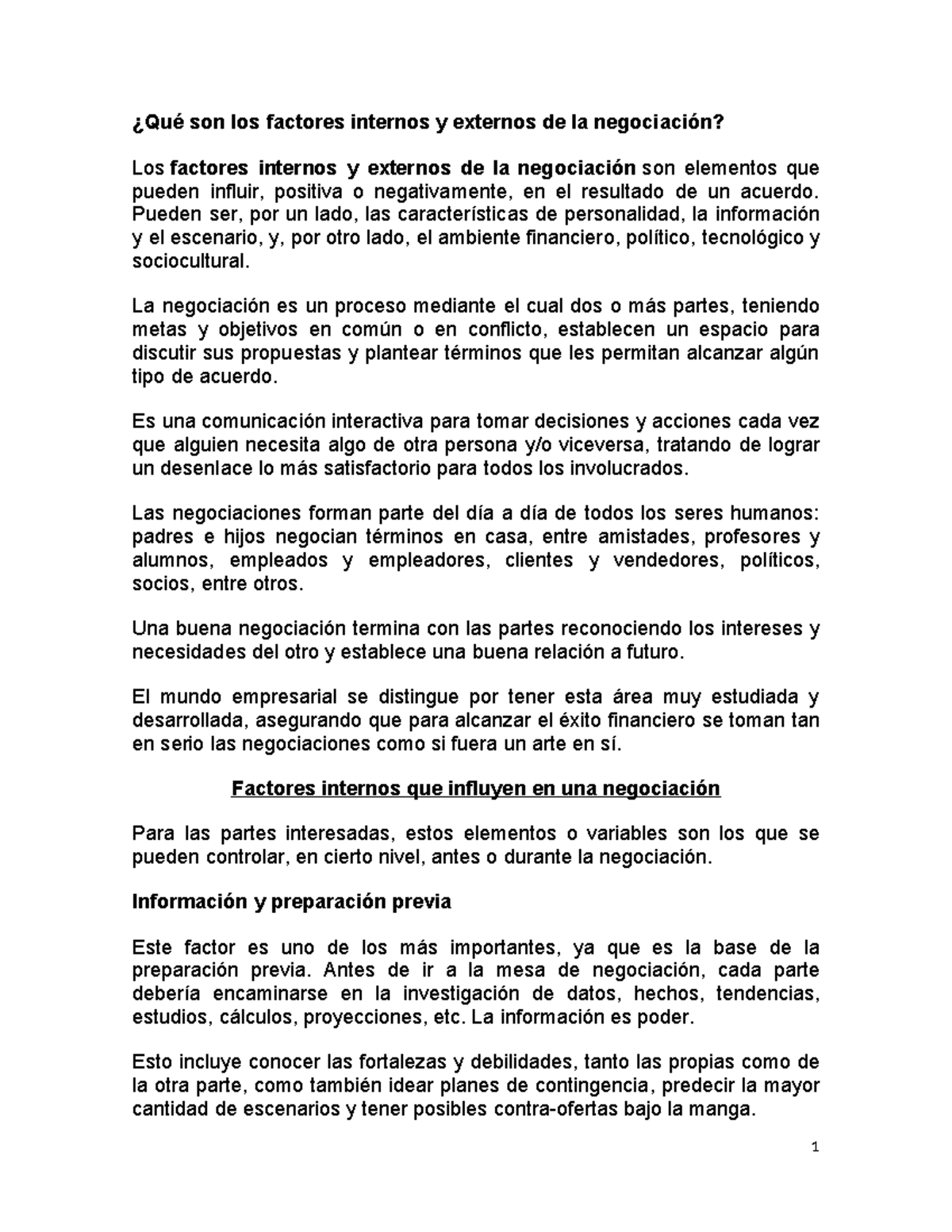Qué son los factores internos y externos de la negociación - ¿Qué son ...