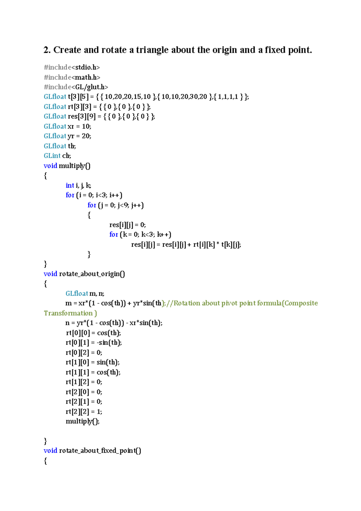 Triangle rotation - notes - 2. Create and rotate a triangle about the ...
