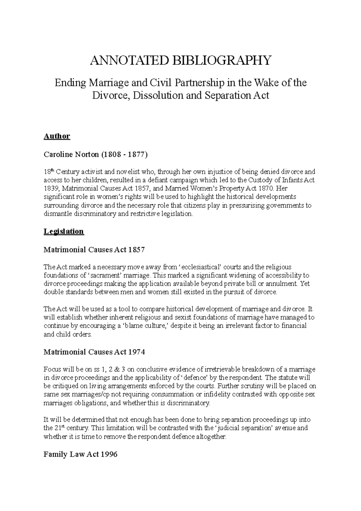 Annotated Bibliography Final - ANNOTATED BIBLIOGRAPHY Ending Marriage ...