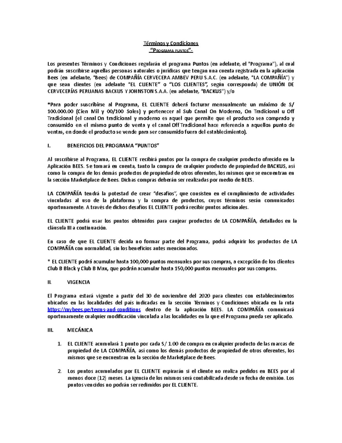 Términos y Condiciones Puntos VP - Términos y Condiciones “PROGRAMA ...