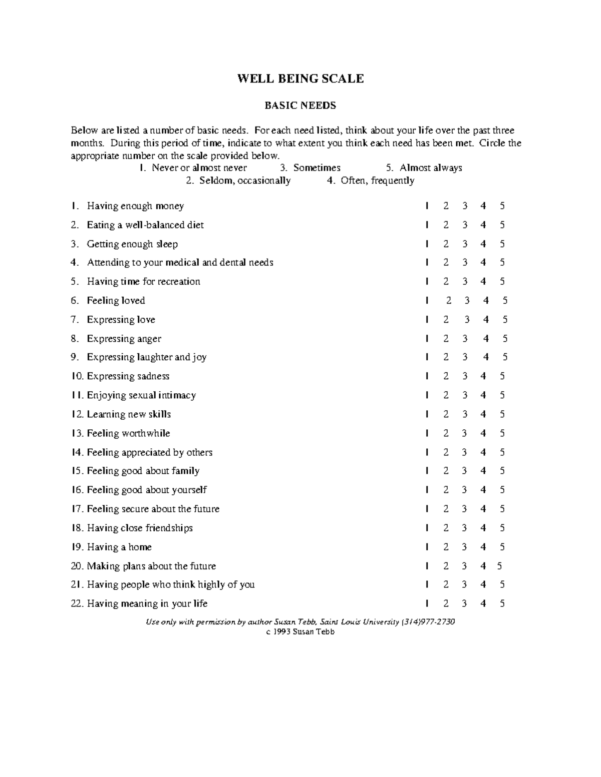 Caregiver Well Being Scale long 508 - WELL BEING SCALE BASIC NEEDS ...