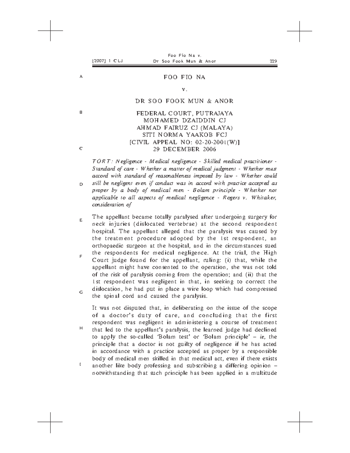 Foo fio na v dr soo fook mun - [2007] 1 C LJ 229 A B C D E F G H I F oo ...