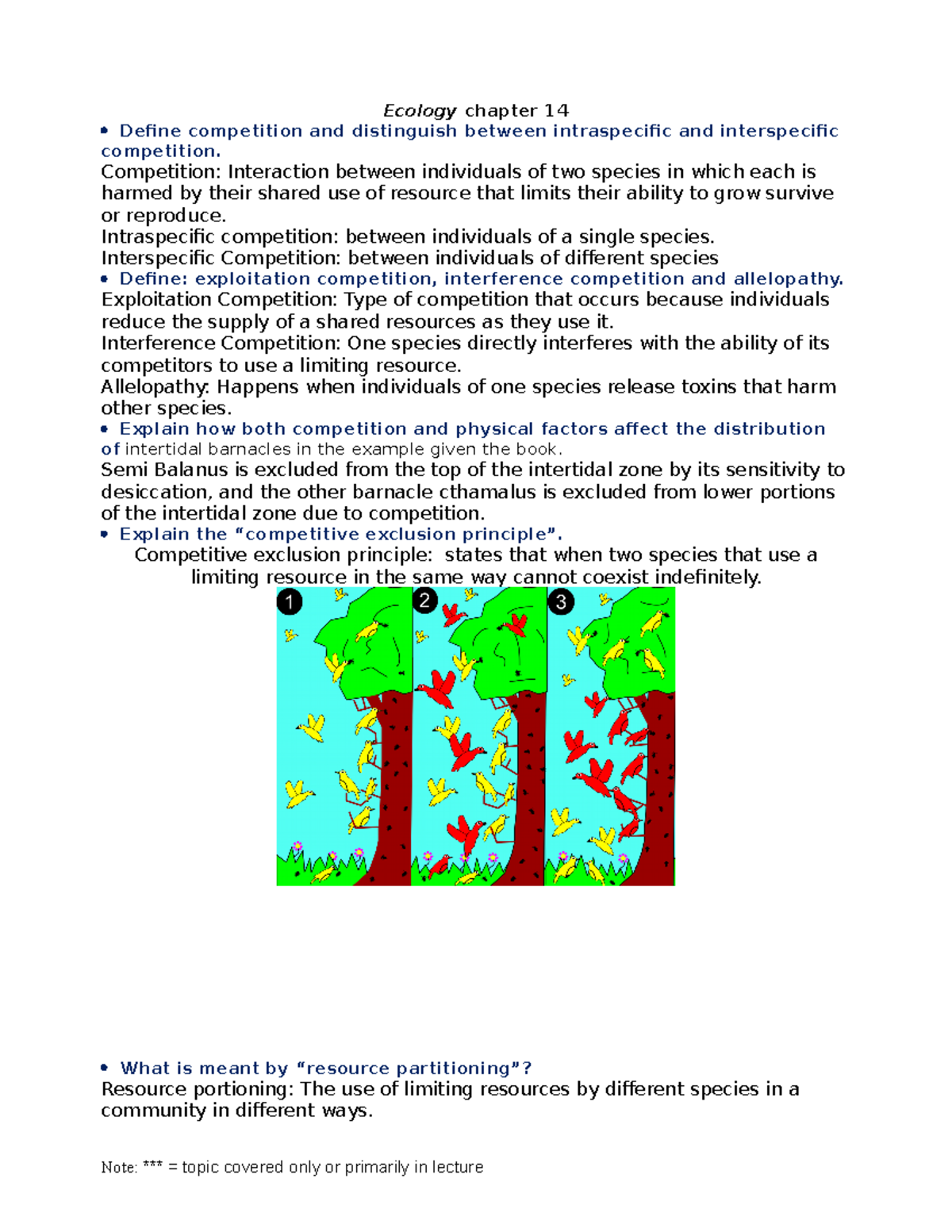 Guide 14 - Ecology chapter 14 Define competition and distinguish ...