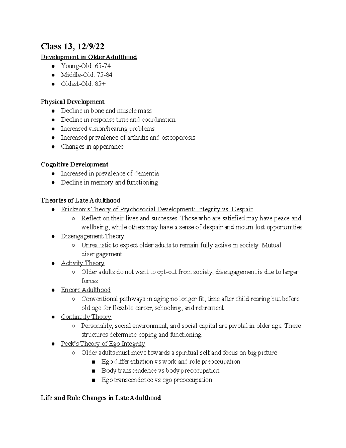 HBSE Weeks 13-14 - Renada Goldberg's Human Behavior in the Social ...