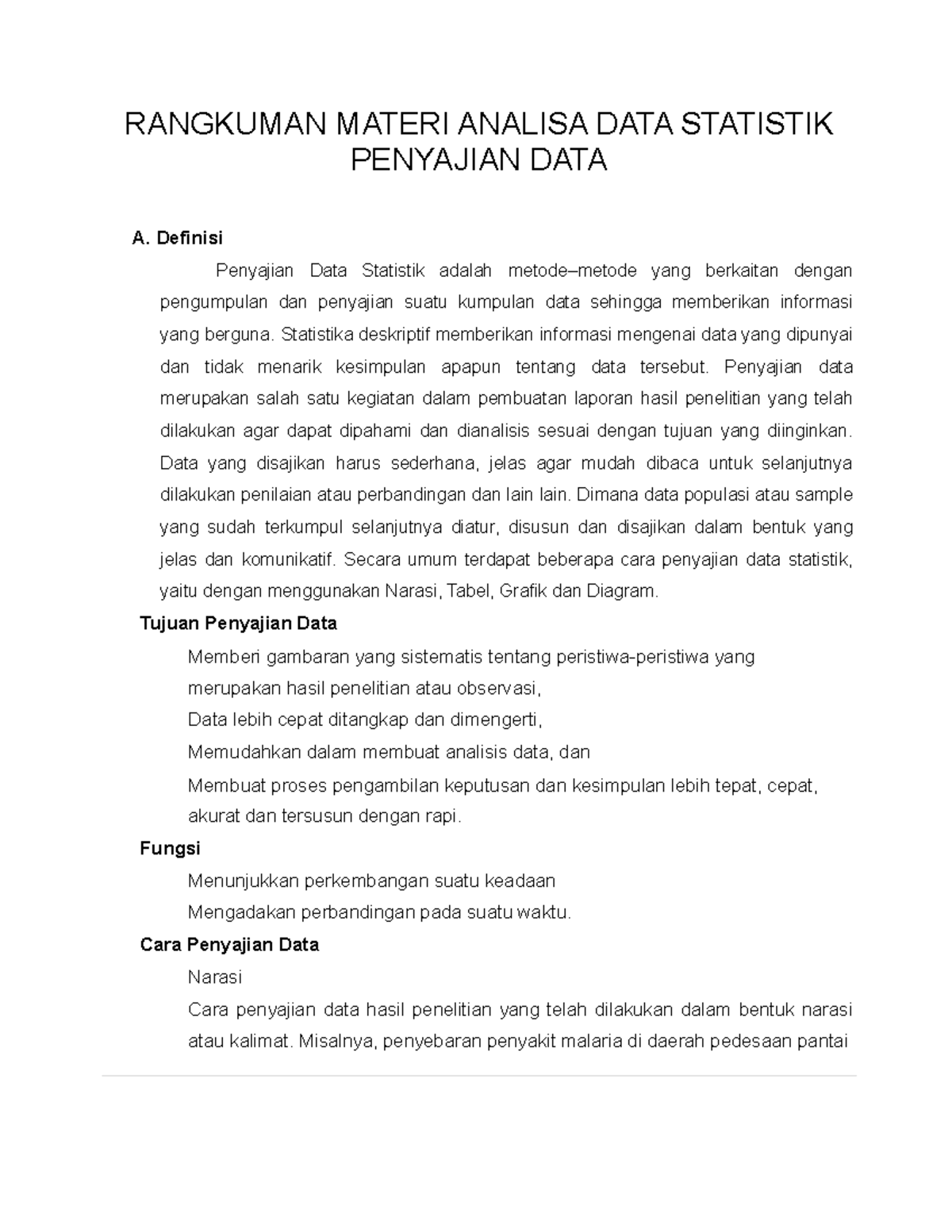 Rangkuman Materi Analisa DATA Statistik Penyajian DATA 3 - RANGKUMAN ...