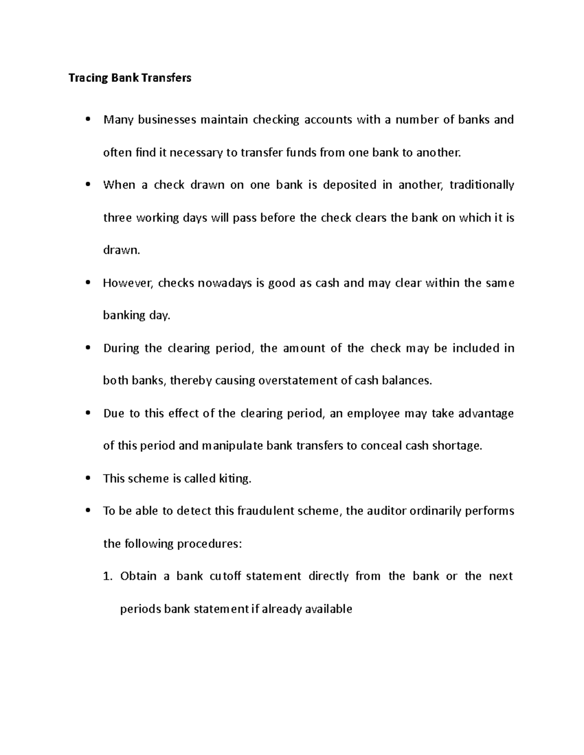 Tracing Bank Transfers - When a check drawn on one bank is deposited in ...