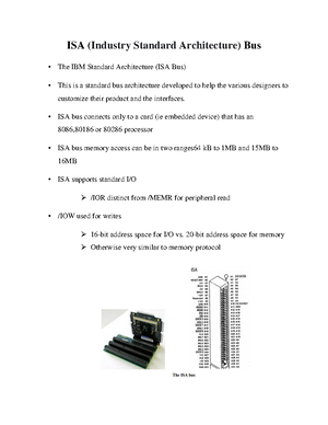 ISA (Industry Standard Architecture) Bus - ISA bus connects only to a card (ie embedded device ...