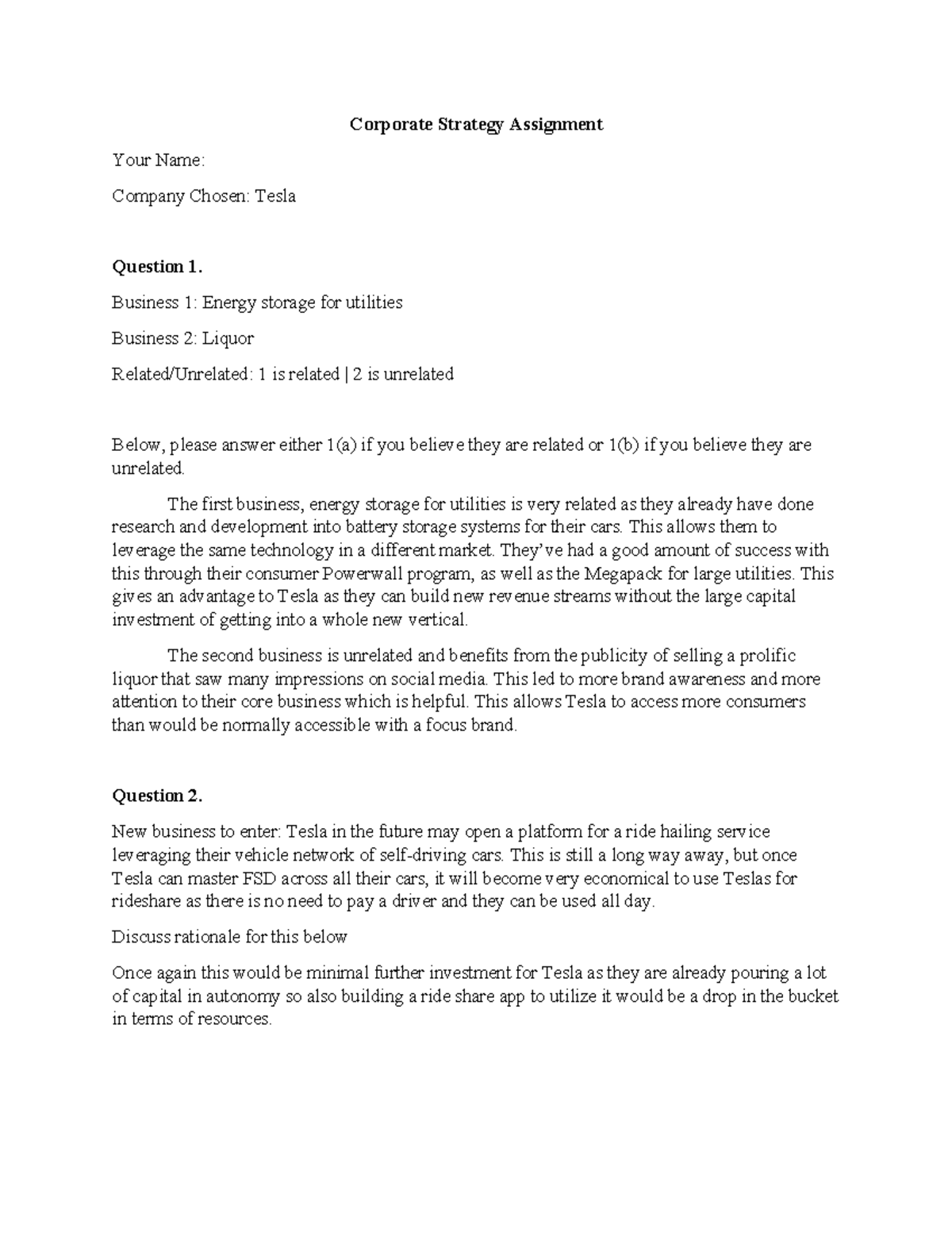 MGT 247 Huang Individual Assignment 2 - Corporate Strategy Assignment ...