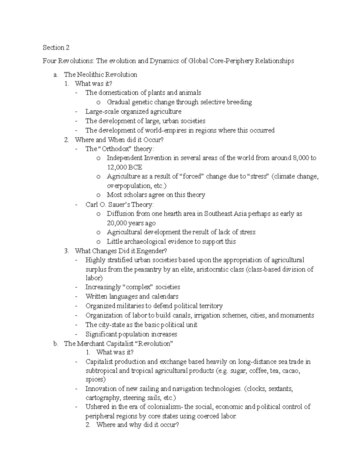 Human Geography Chapter 2 - Section 2 Four Revolutions: The evolution ...