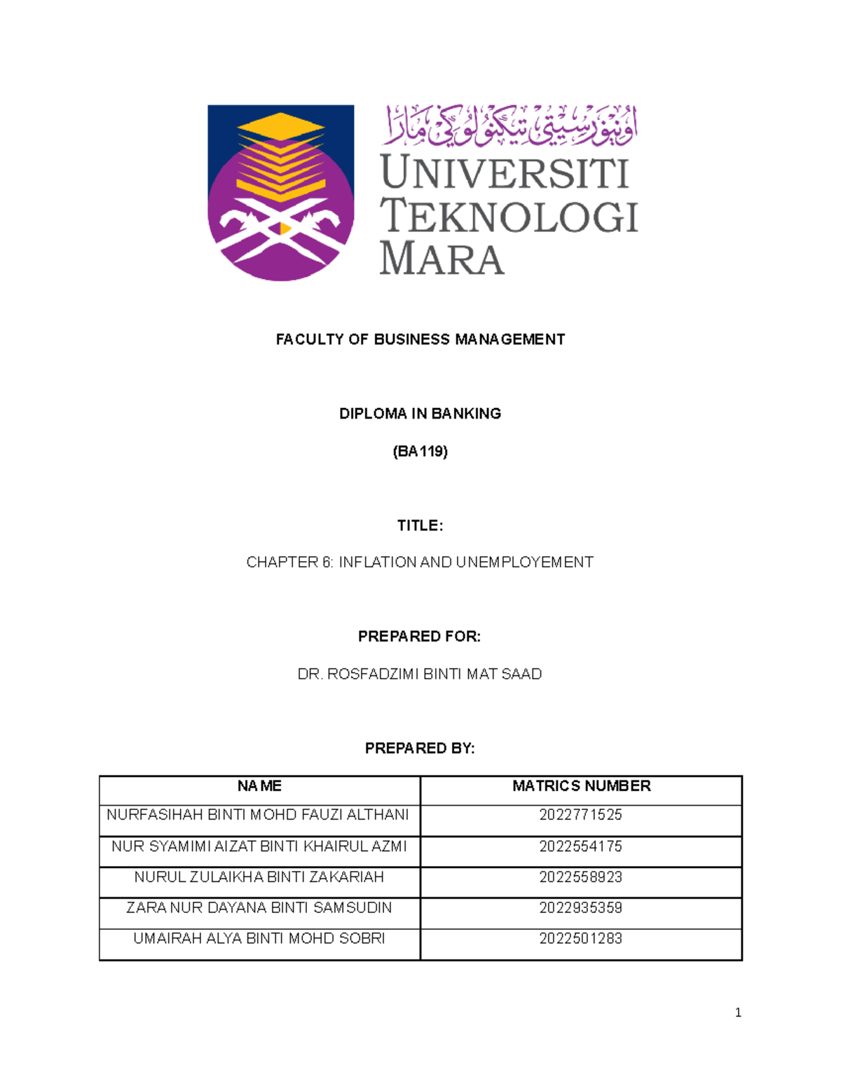 ECO211 Written Report - FACULTY OF BUSINESS MANAGEMENT DIPLOMA IN ...
