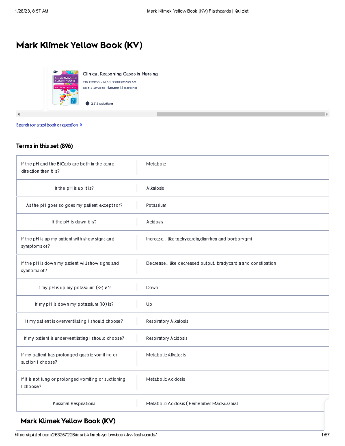 Mark Klemic Yellow Book - Mark Klimek Yellow Book (KV) Terms in this ...