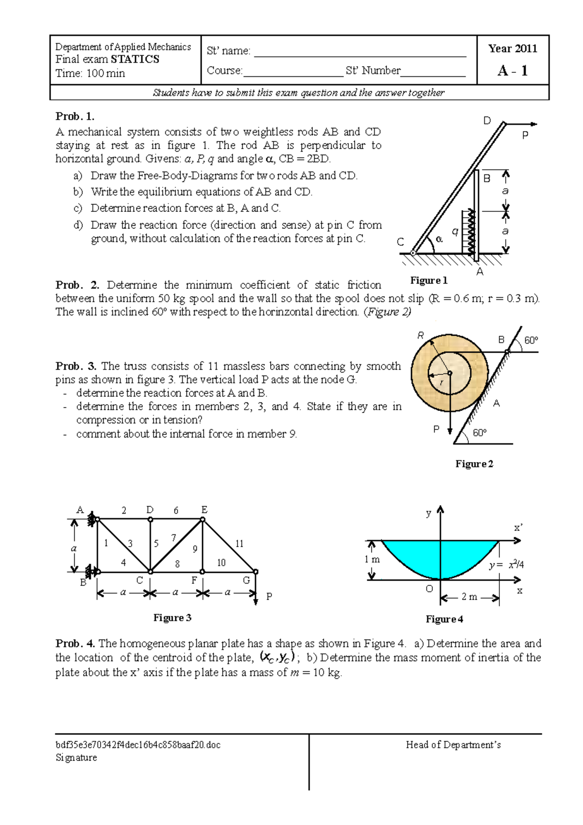 Final 11 March 2015, questions - Department of Applied Mechanics Final ...