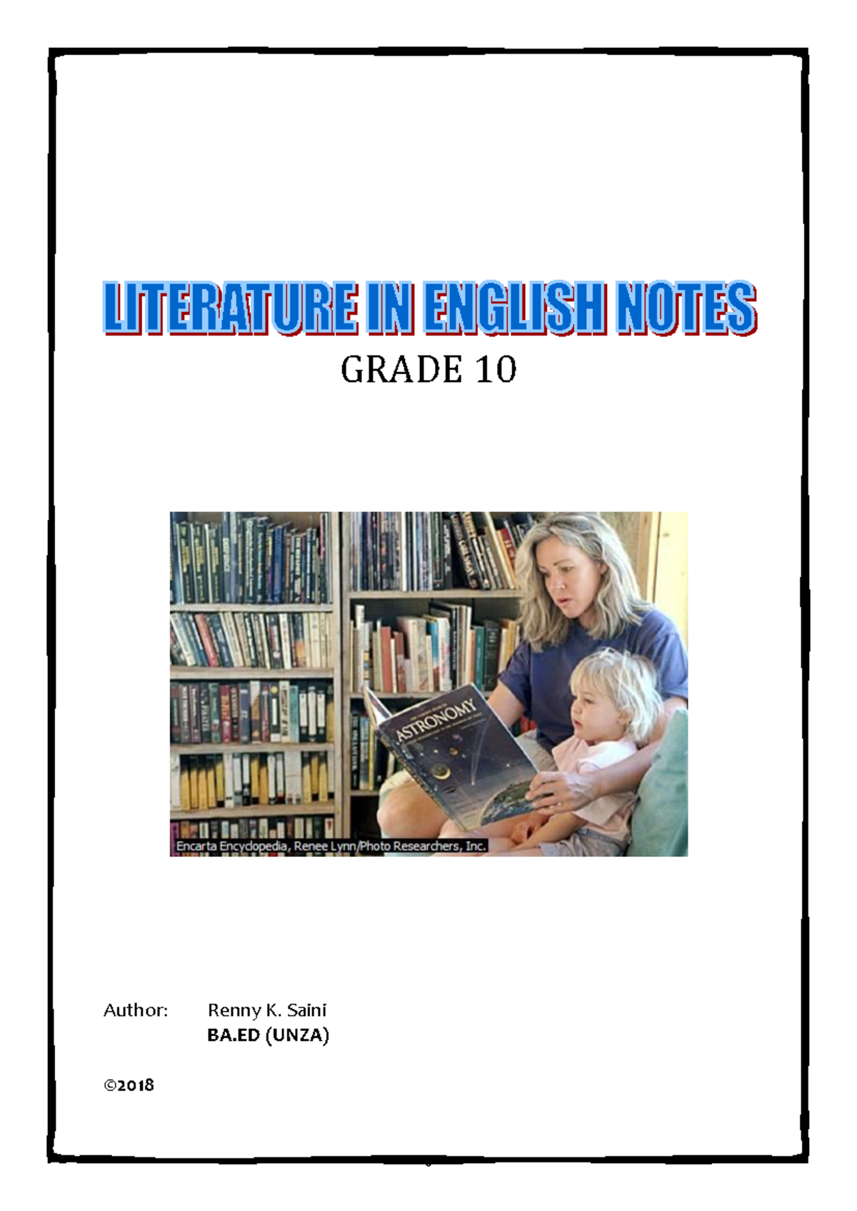 Grade 10 Literature Notes - Revised 2018 .pdf · version 1 - GRADE 10 ...