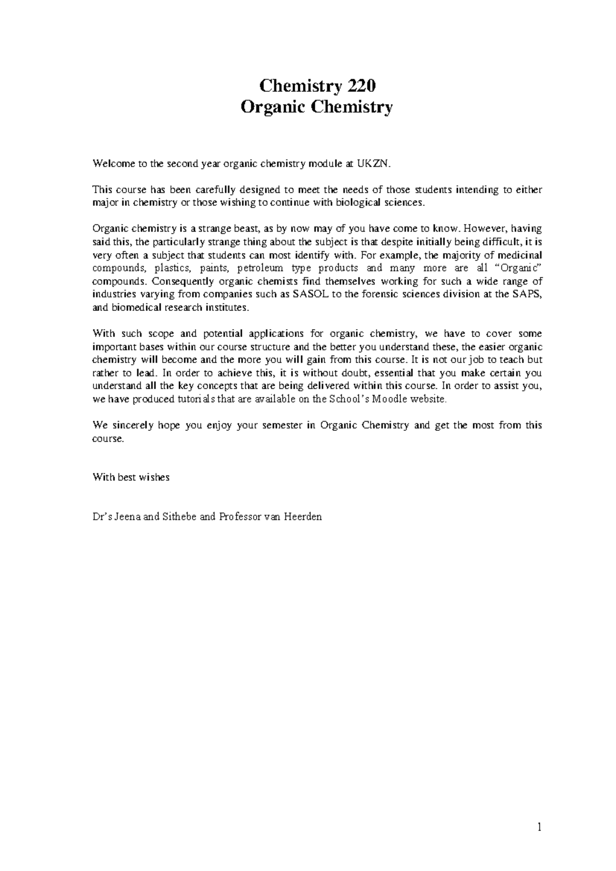 Tutorial Book Chem 220 PMB 2023 - Chemistry 220 Organic Chemistry ...