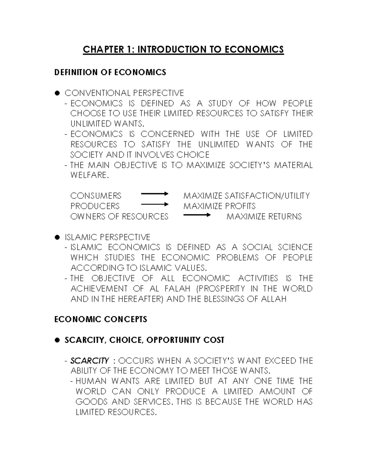 Chapter 1 - efefuweiudwfuiweuihe - CHAPTER 1: INTRODUCTION TO ECONOMICS ...