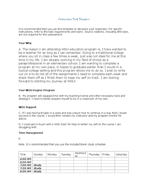 Orientation Task - GOM4 — GOM4 TASK 1: ORIENTATION Section A As a ...