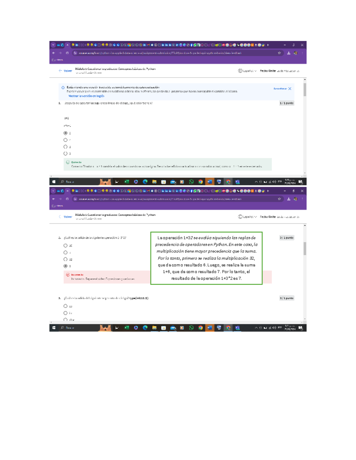 Examen 1. python - La operación 1+ 3 2 se evalúa siguiendo las reglas ...
