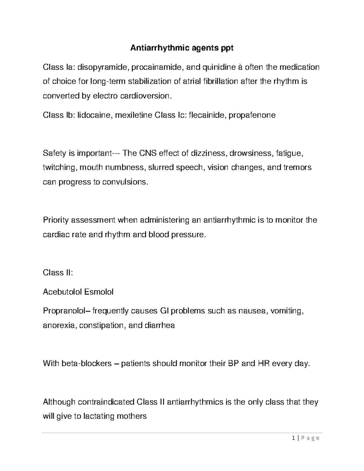 Antiarrhythmic agents ppt - Antiarrhythmic agents ppt Class Ia ...