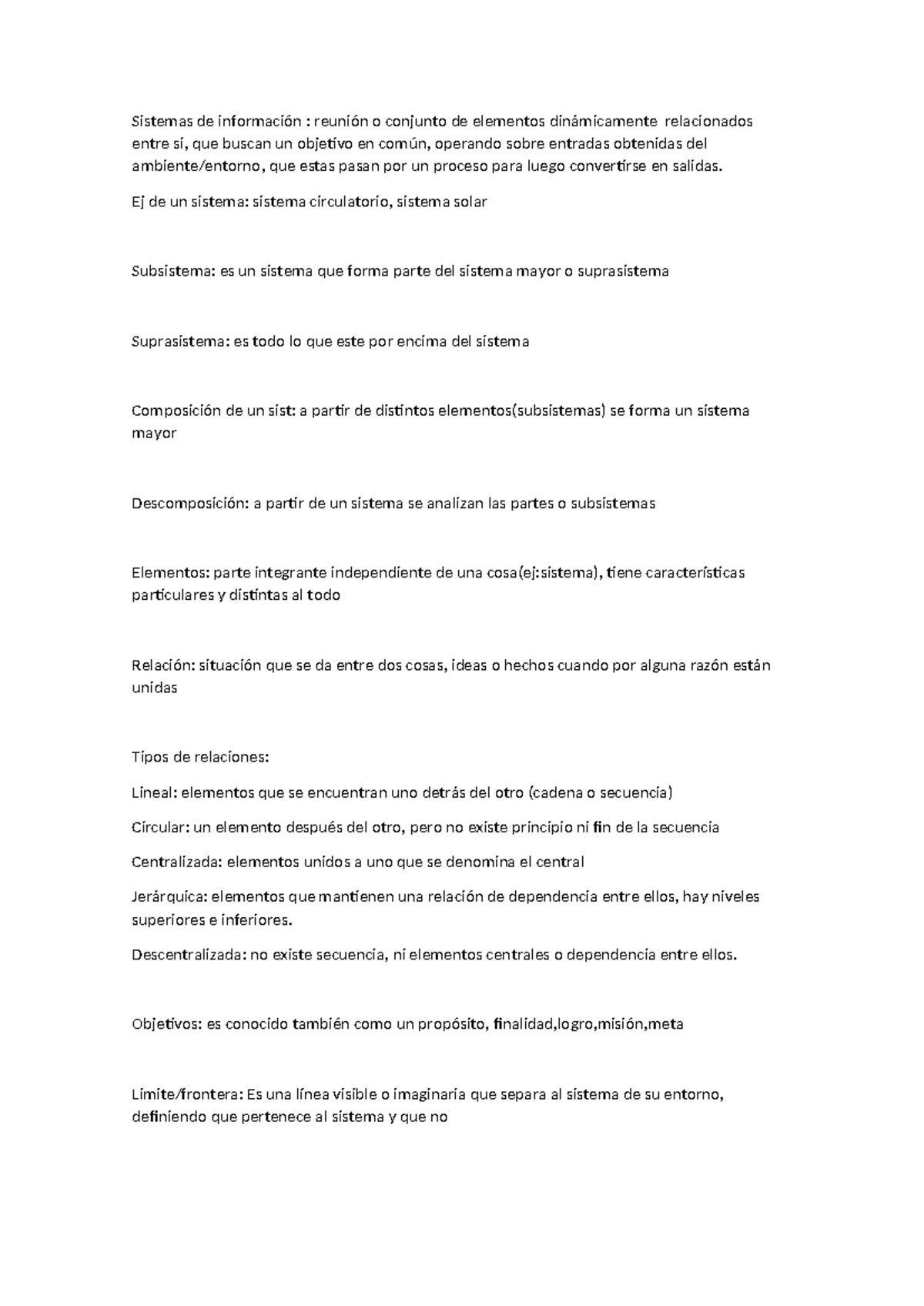 Sistemas de información resumen 1er parcial - Sistemas de información : reunión o conjunto de ...