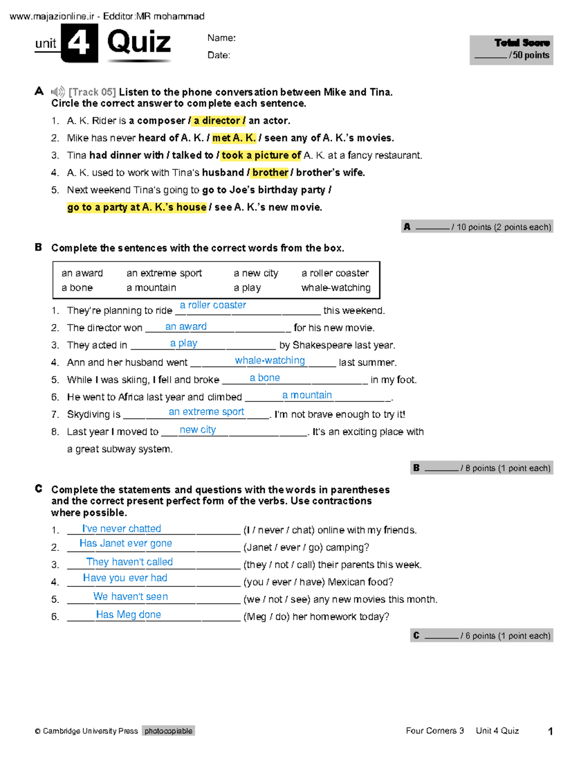 FC3 Q04 Quiz De Ingles resuelto Cambridge University Press