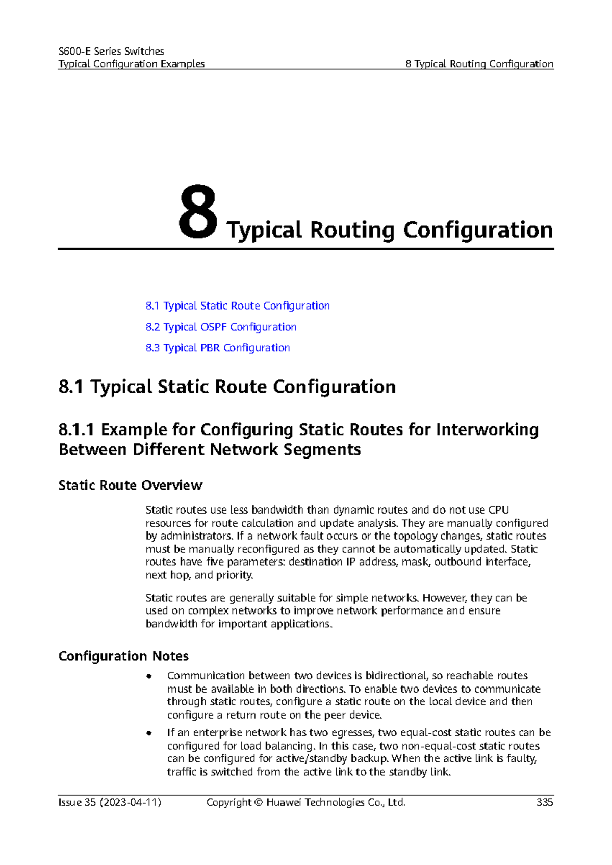 01 08 Typical Routing Configuration 1 Example For Configuring Static Routes For Interworking