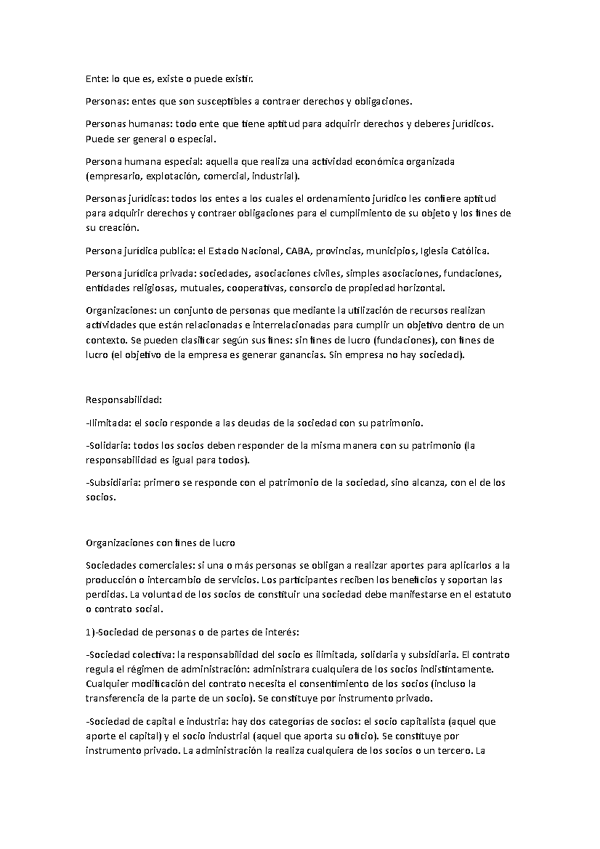 Teoria contable - Ente: lo que es, existe o puede existir. Personas ...